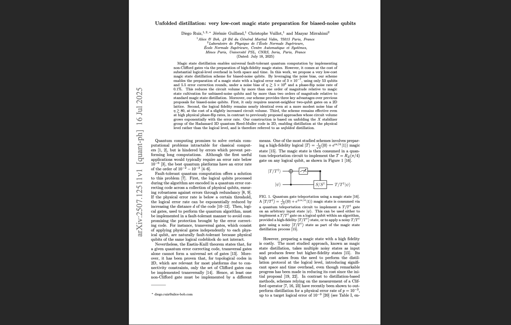 Alice & Bob’s New “Unfolded” Code Dramatically Lowers Magic State Overhead