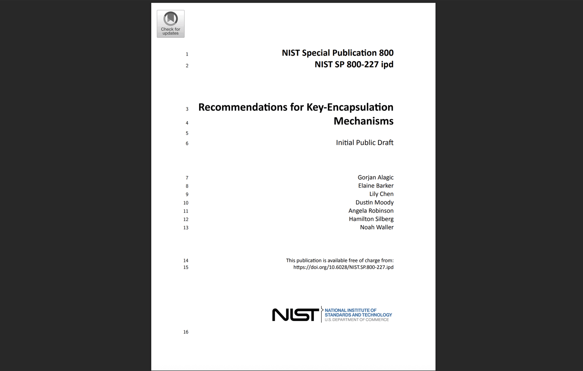 NIST Releases NIST SP 800-227 IPD