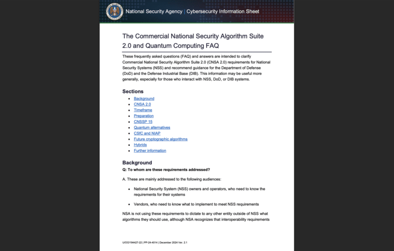 NSA Updates CNSA 2.0 After NIST Finalizes PQC Standards